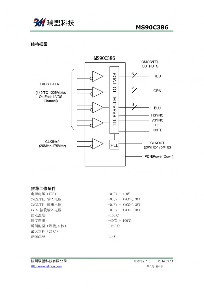 MS90C386B datasheet page 3