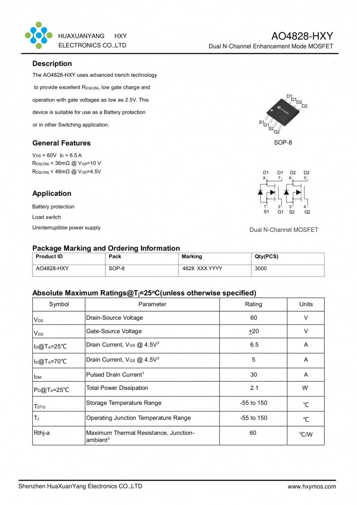 AO4828-HXY datasheet page 1