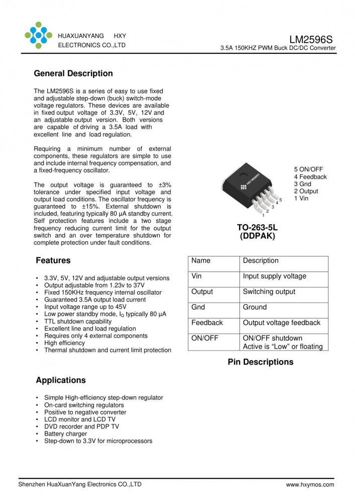 LM2596S-5.0 datasheet page 1