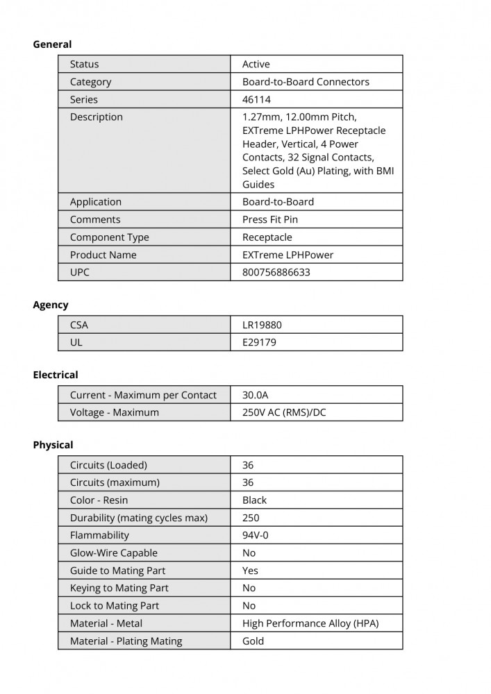 Technical document image 2 for MOLEX 461144320