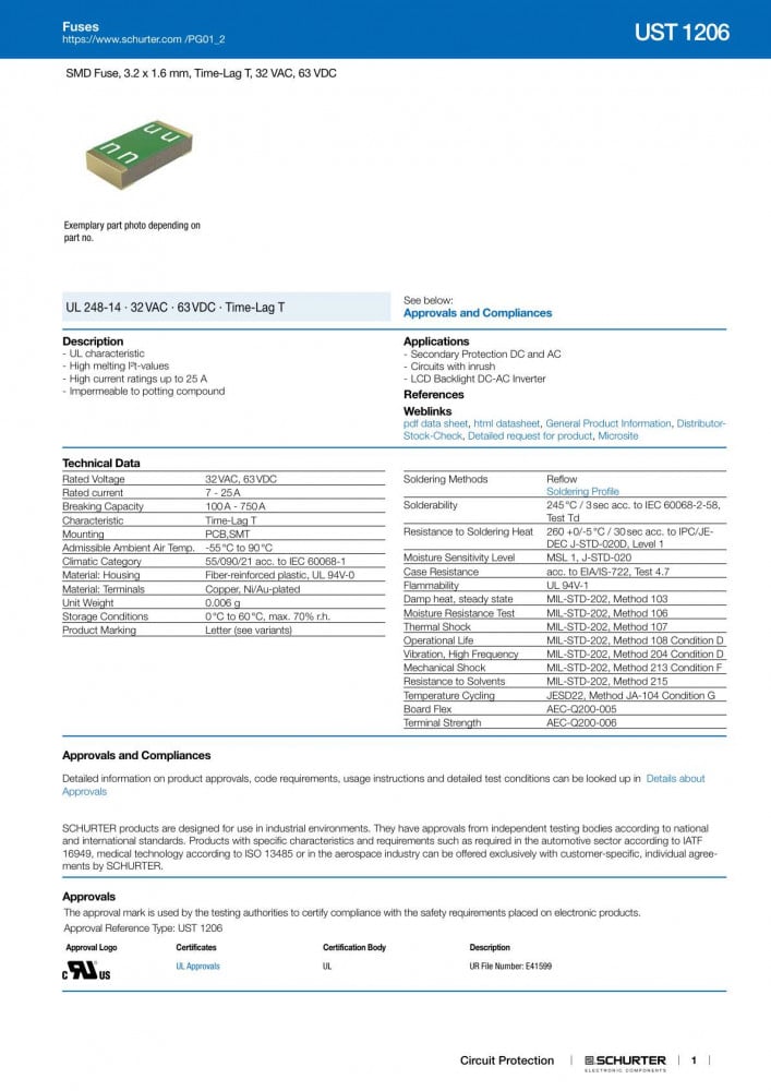 SCHURTER 3413 series datasheet page 1
