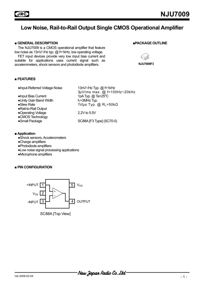 NJU7009 datasheet page 1
