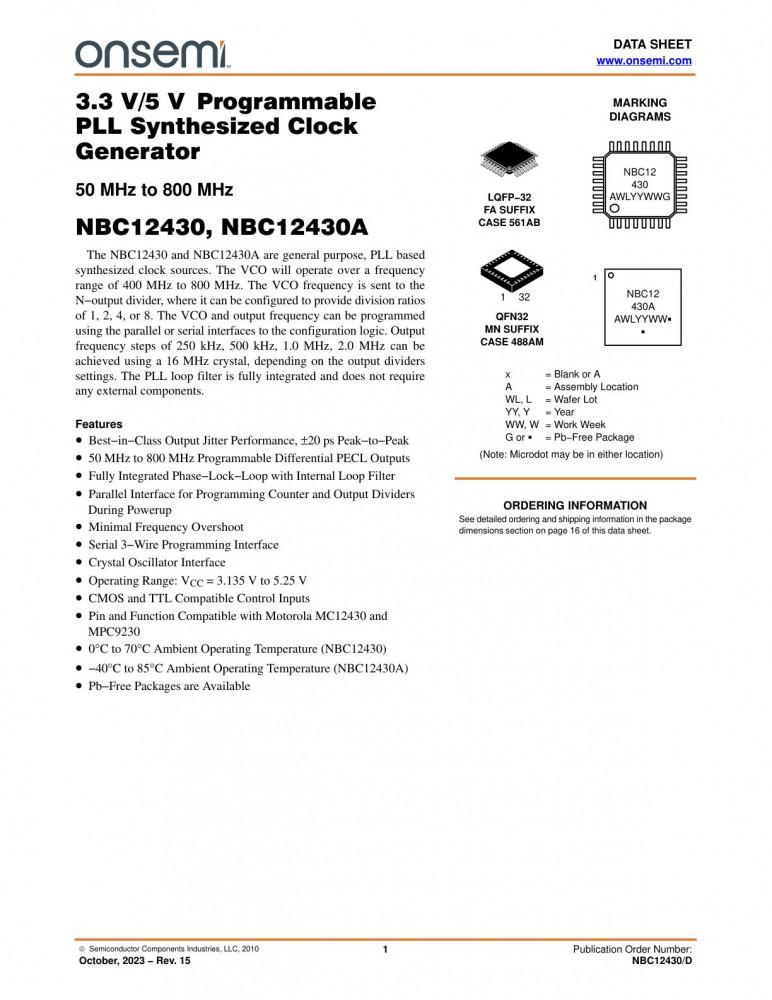 NBC12430 datasheet page 1