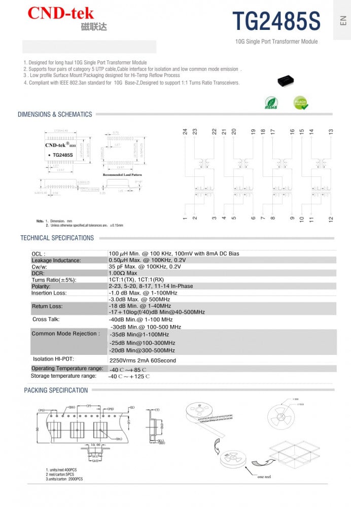 TG2485S technical document page