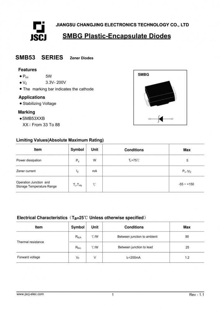 SMB5339B datasheet page 1