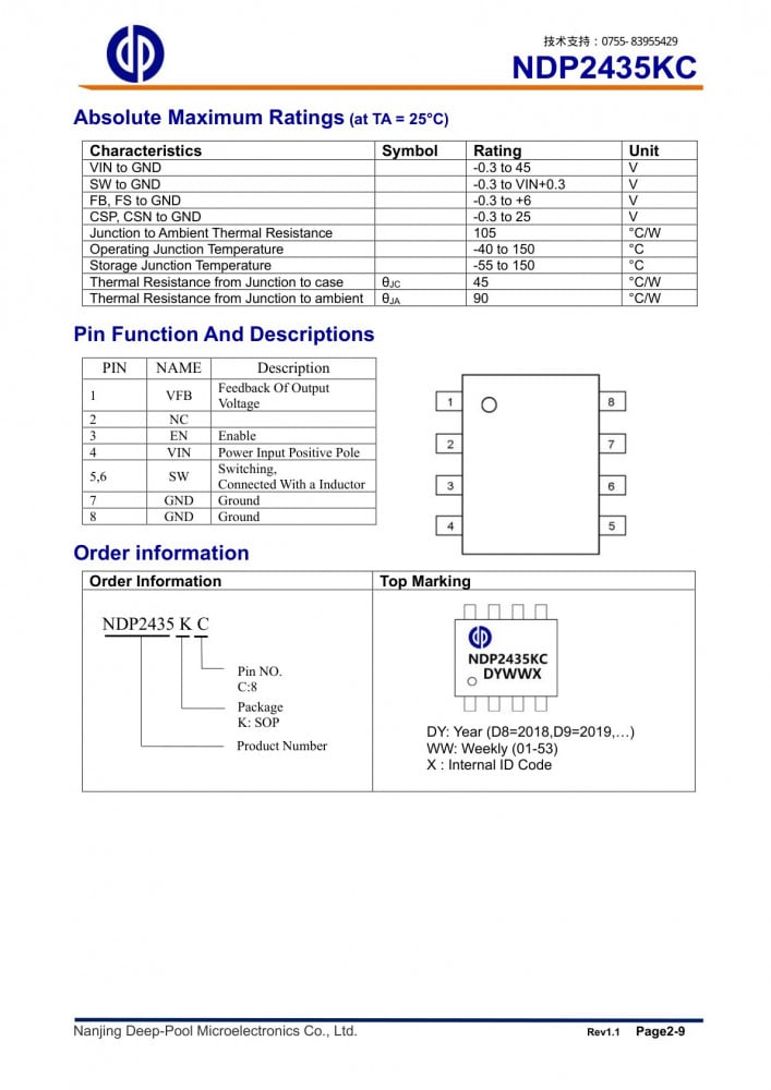 NDP2435KC datasheet page 2