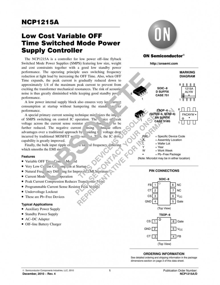 NCP1215A document page 1