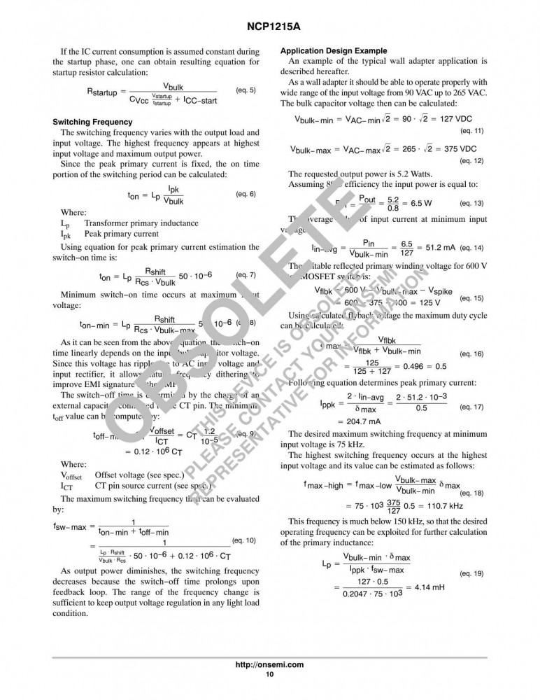 NCP1215A document page 10