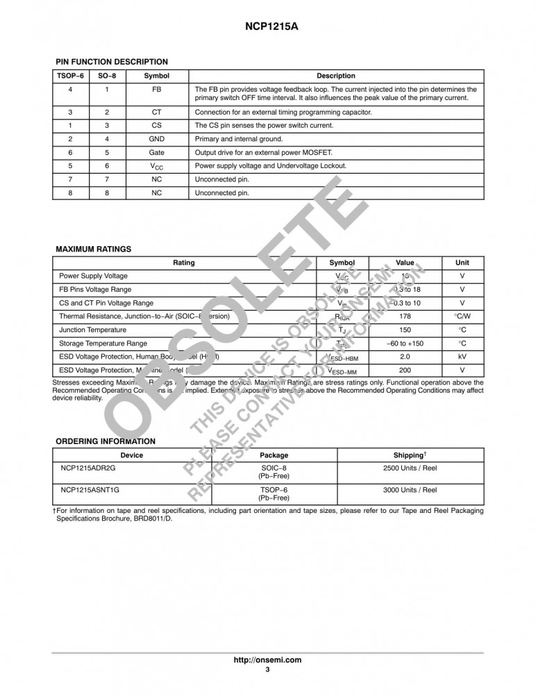 NCP1215A document page 3