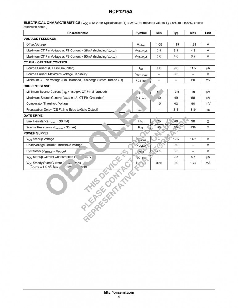 NCP1215A document page 4
