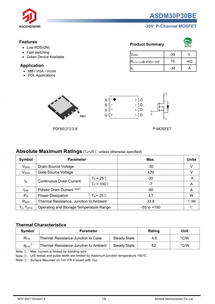 ASDM30P30BE-R datasheet page 1