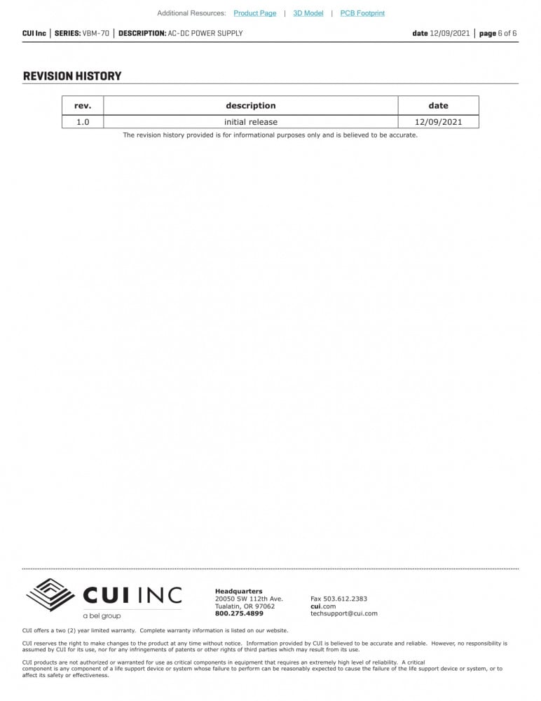 CUI VBM-70-12 datasheet page 6