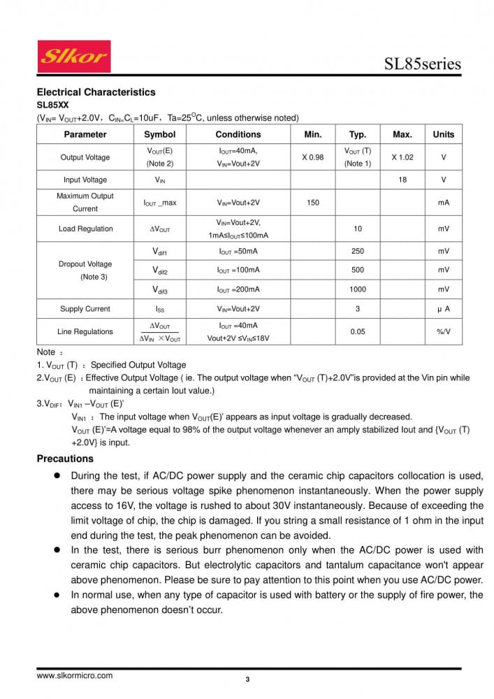 SL8533X datasheet page 3