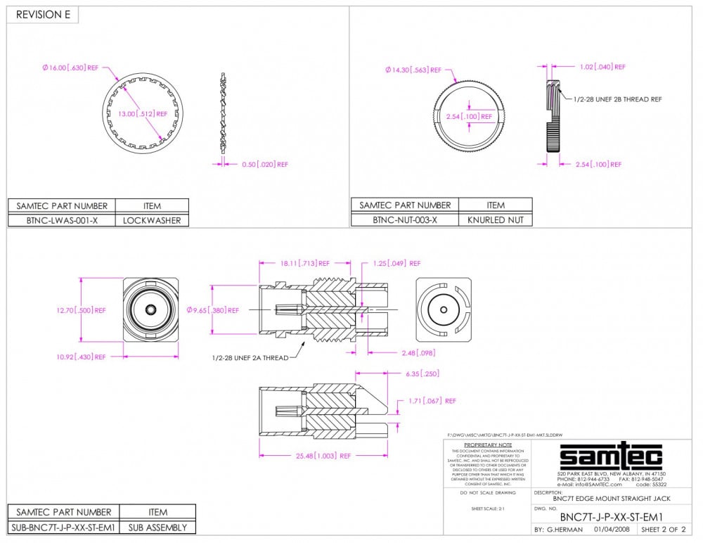 Samtec BNC7T edge-mount straight jack drawing page 2