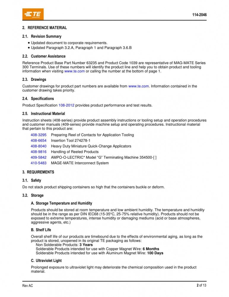 TE MAG-MATE Series 300 documentation page 2