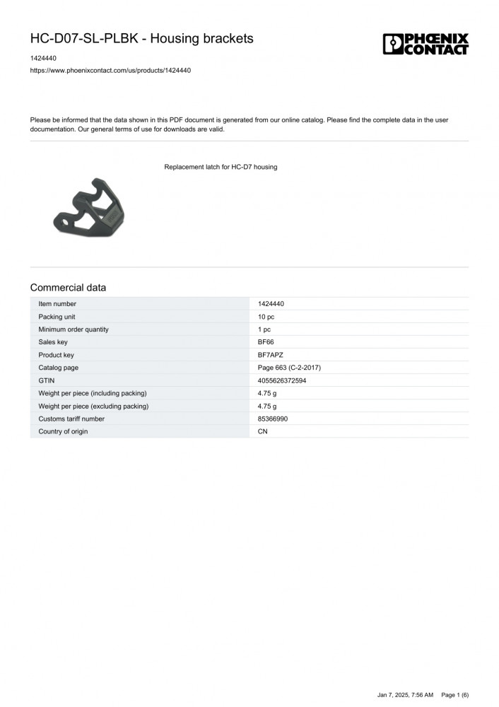 Phoenix Contact 1424440 product document page 1