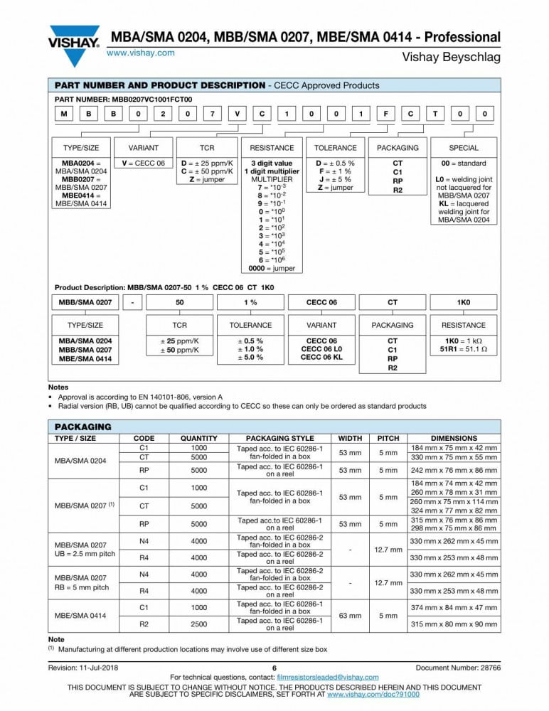VISHAY MBB series datasheet page 6