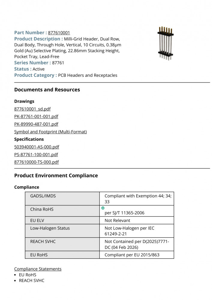 877610001 technical document preview, page 1