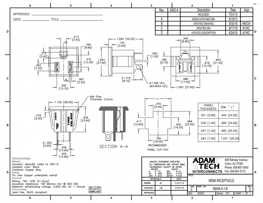 ADAM TECH NEMA-5-1-B technical document image