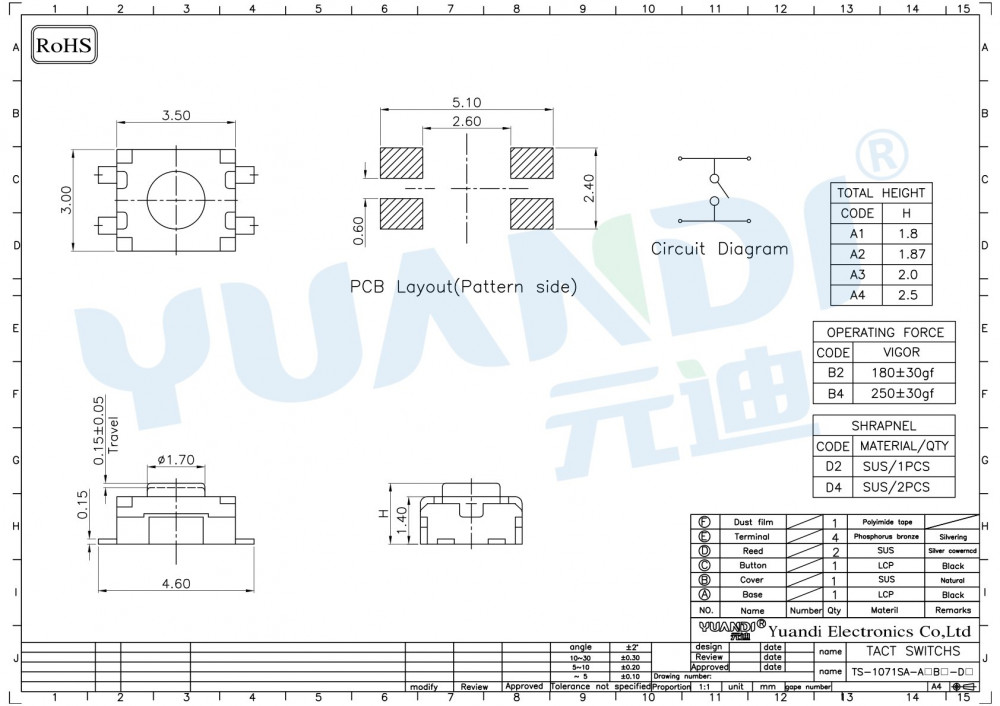 YUANDI TS-1071SA-A3B3-D4 technical drawing page 1