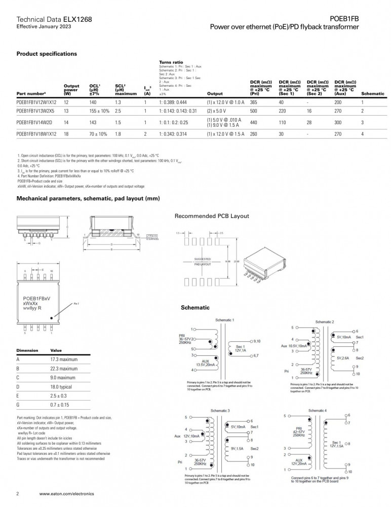 EATON POEB1FB datasheet page 2