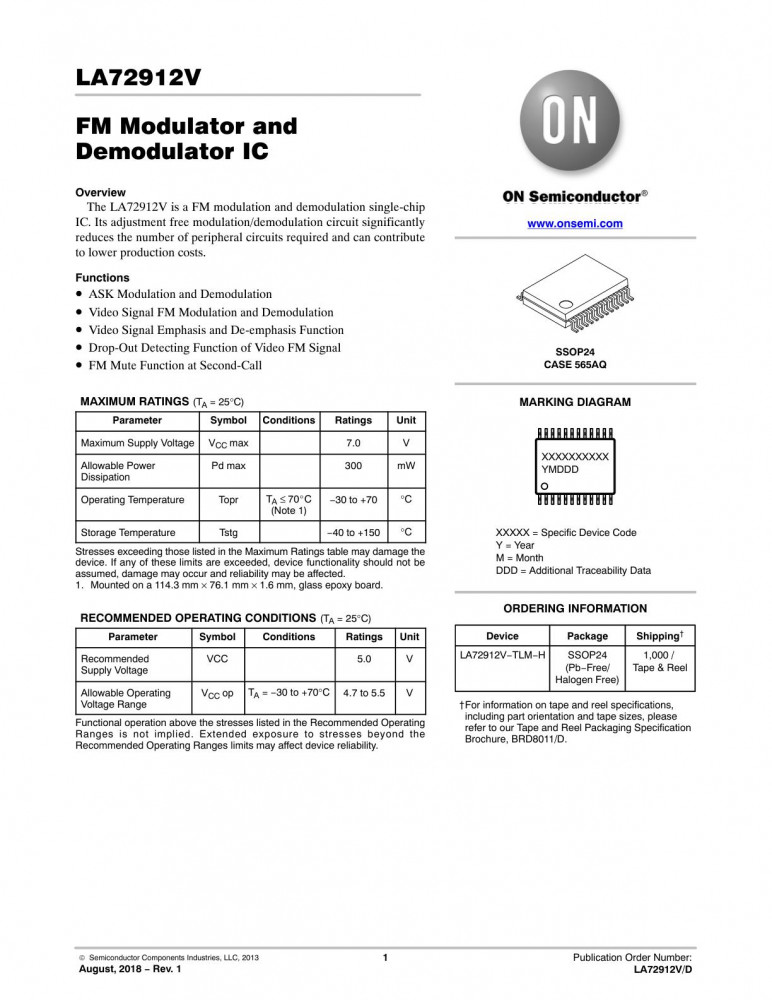 LA72912V datasheet page 1