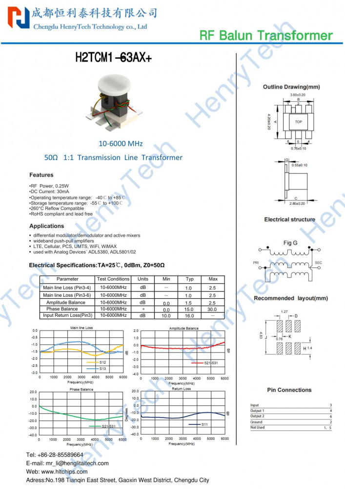 H2TCM1-63AX+ technical document page