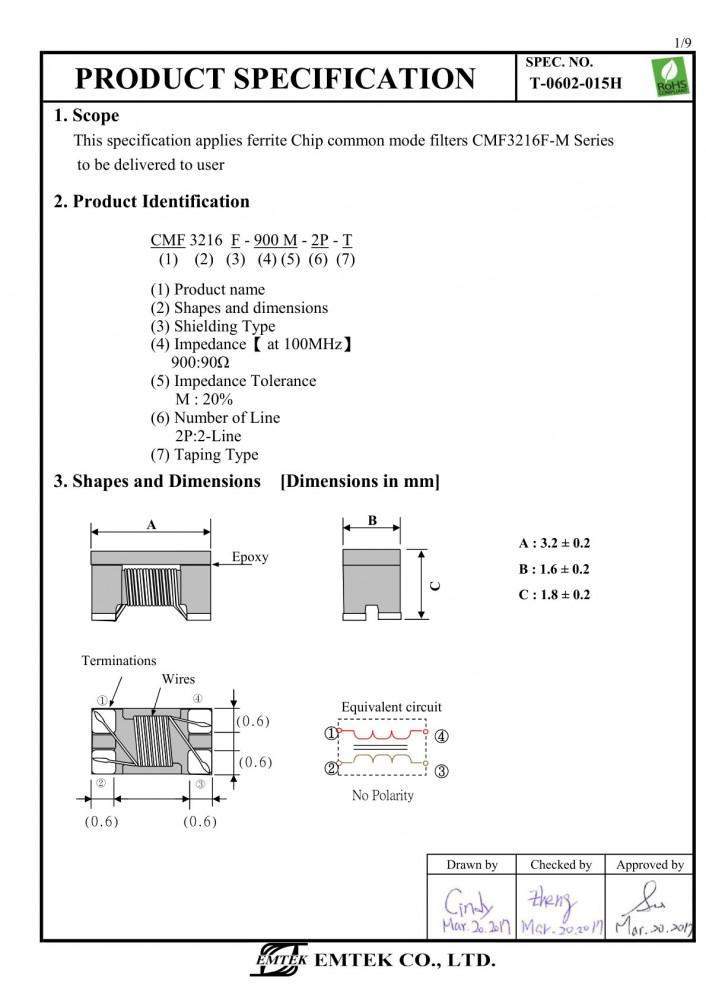 CMF3216F-121M-2P-T specification page 2