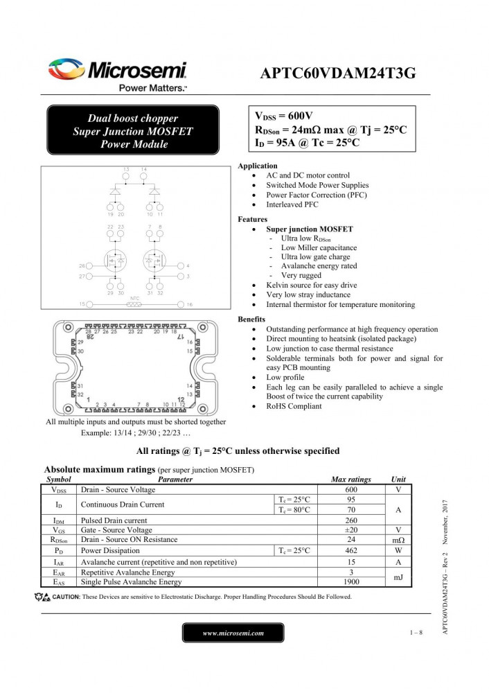APTC60VDAM24T3G datasheet page 1
