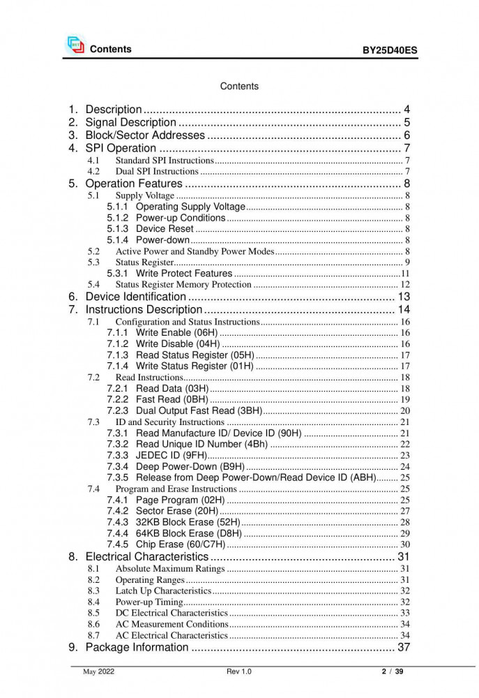 BY25D40ESOIG datasheet page 2