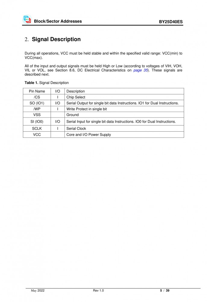 BY25D40ESOIG datasheet page 5