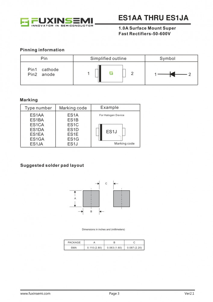ES1DA datasheet page 3