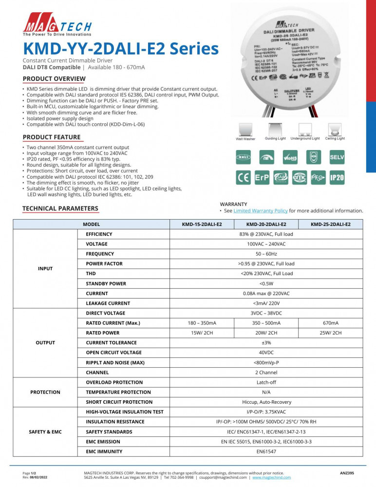 KMD-yy-2DALI-E2 technical documentation page 1