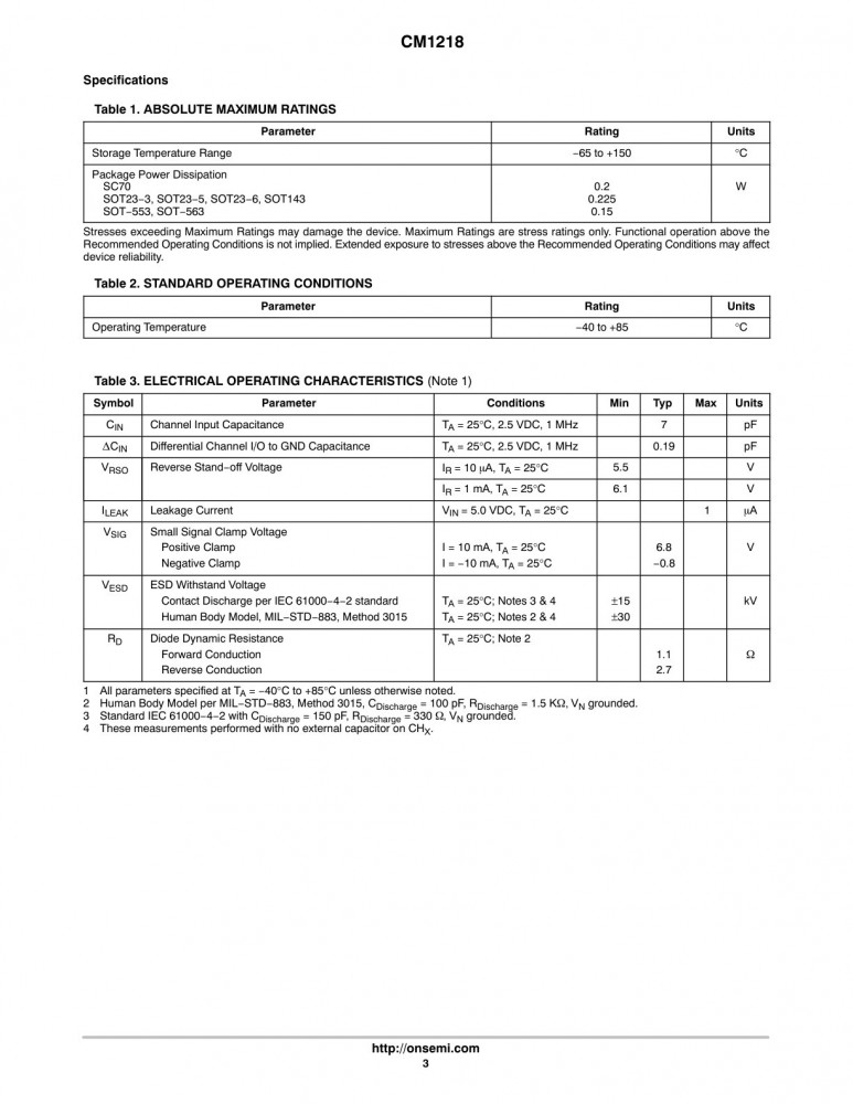 CM1218 datasheet page 3