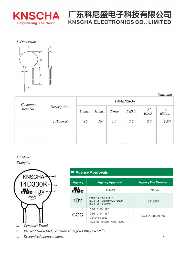 KNSCHA MOV14D330K206RV093 document page 2