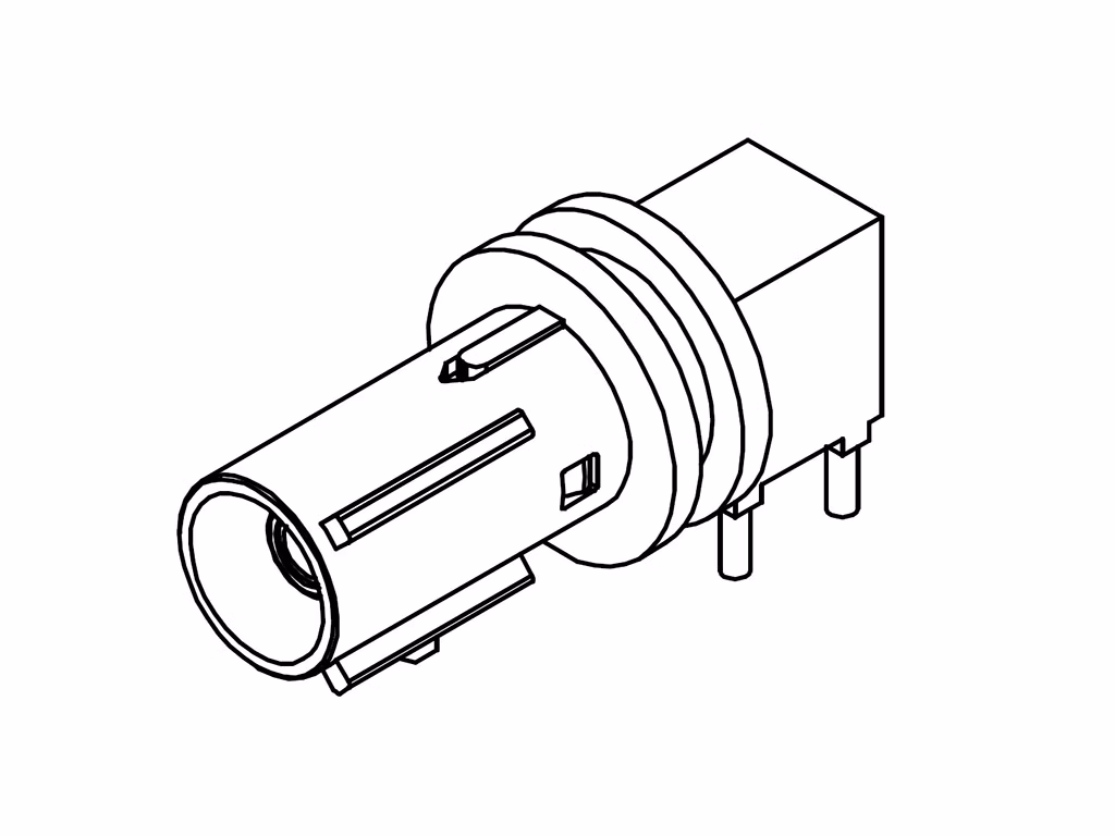 FAKRA Jack, Right-Angle, Through Hole, Key K, Latch Clocked 90 Degrees, Carton, 50 Ohms