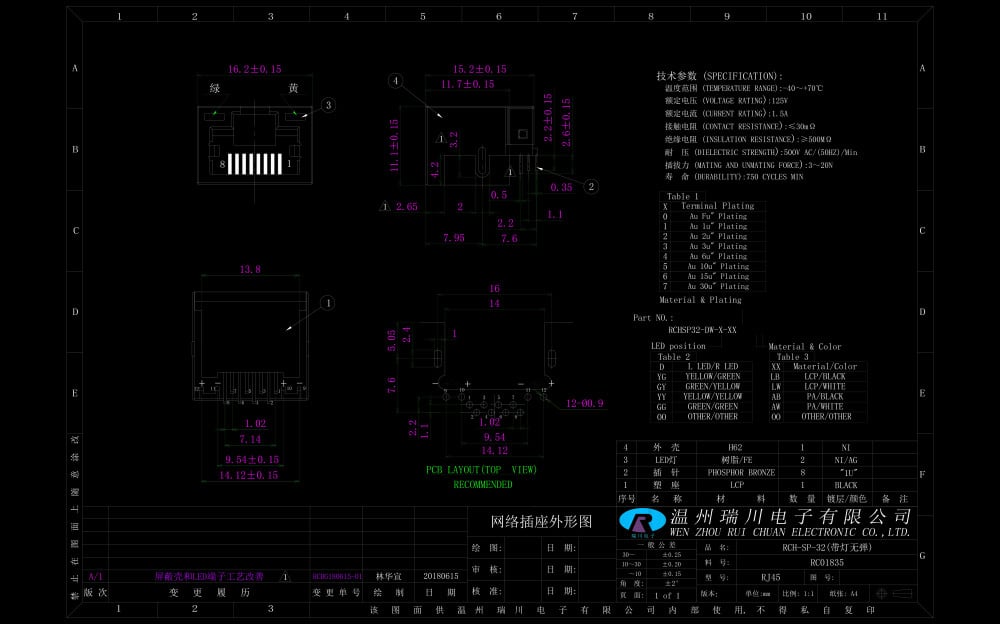 RCH RC01835 technical document preview