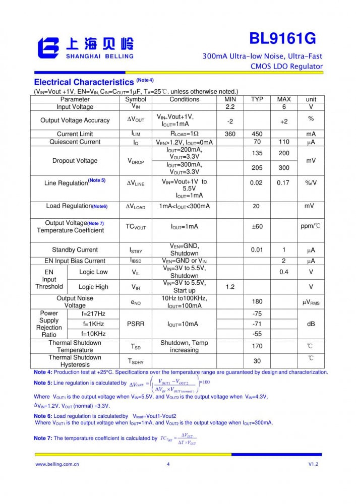 BL9161G datasheet page 4
