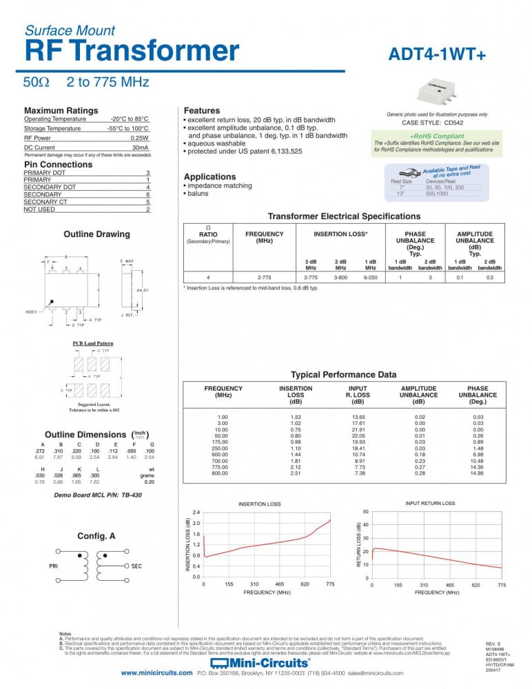 ADT4-1WT+ technical document page