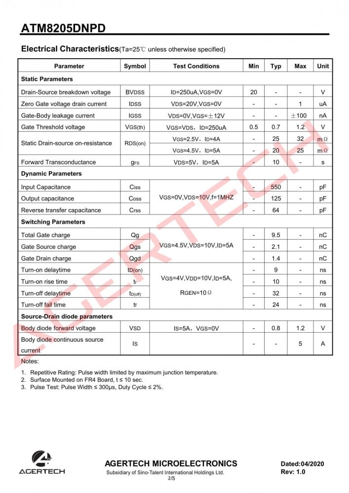 ATM8205DNPD datasheet page 2