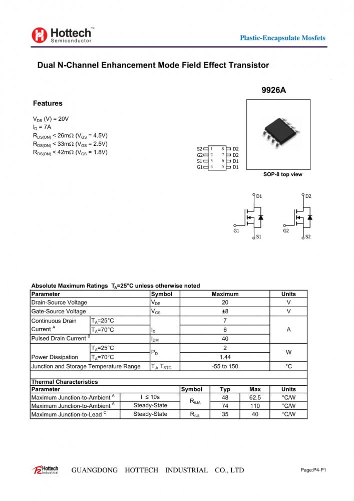 9926A datasheet page 1