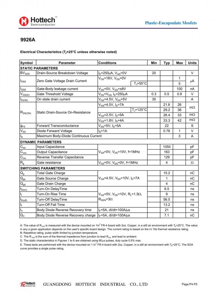 9926A datasheet page 2
