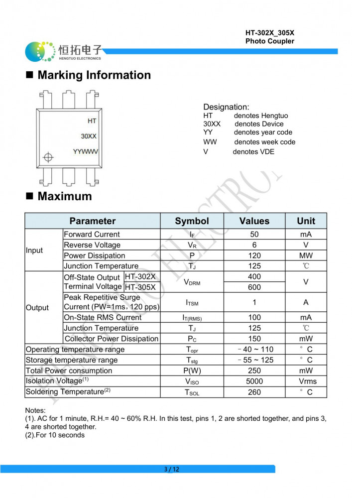 HT-3022 datasheet page 4