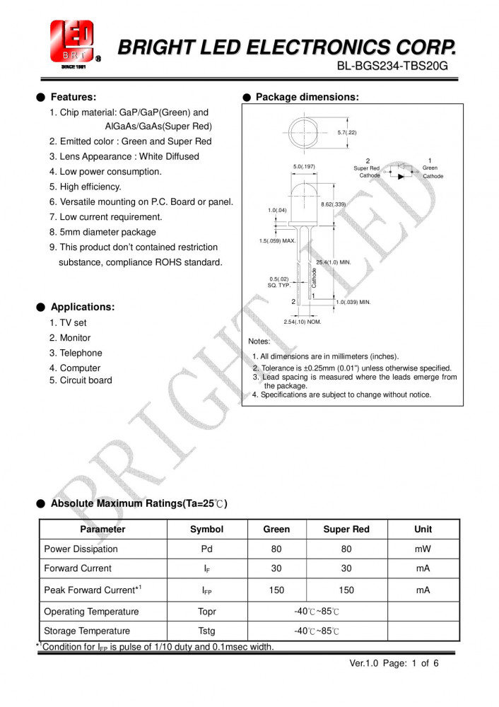 BL-BGS234-TBS20G datasheet page 1