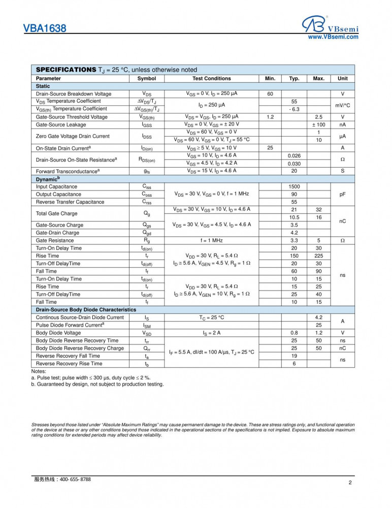 VBA1638 datasheet preview, page 2
