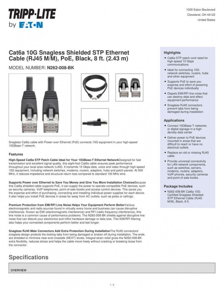 N262-008-BK technical document page 1