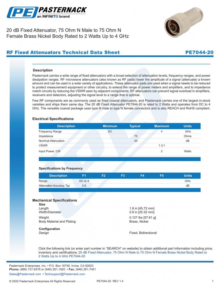 PE7044-20 technical document page 1