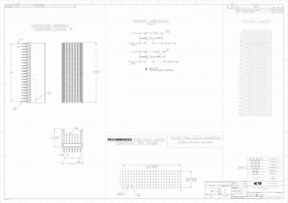 TE Connectivity 188835-1 technical drawing page 1