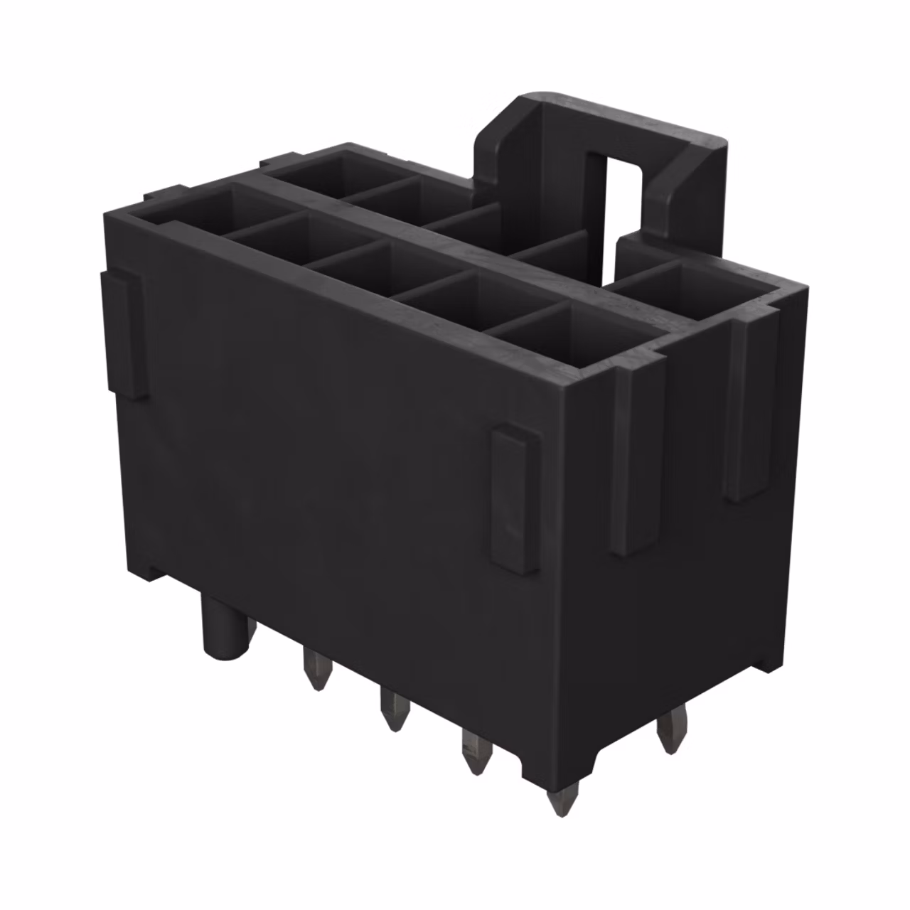 Ultra-Fit Vertical Header, 3.50mm Pitch, Dual Row, 10 Circuits, with Kinked Pins, 0.38µm Gold (Au) Plating, Black, Glow-Wire Capable, Tray for sale