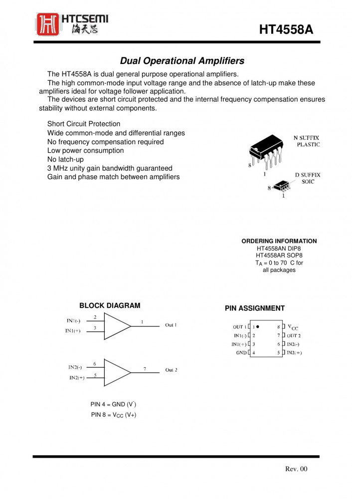 HT4558ARZ datasheet page 1
